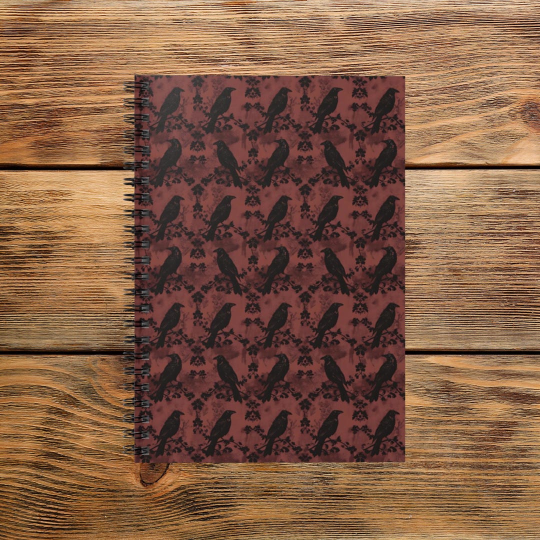 Crow Spiral Notebook, Dark Academia Notepad, Goth Ruled Journal - Etsy