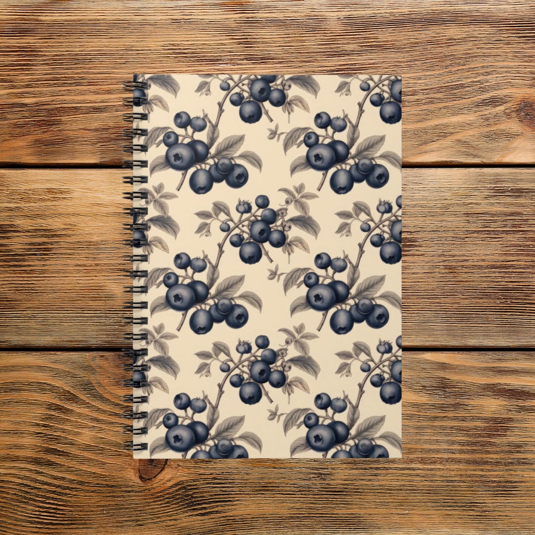 Blueberry Print Spiral Notebook: Ruled Line (8"x6") - Etsy