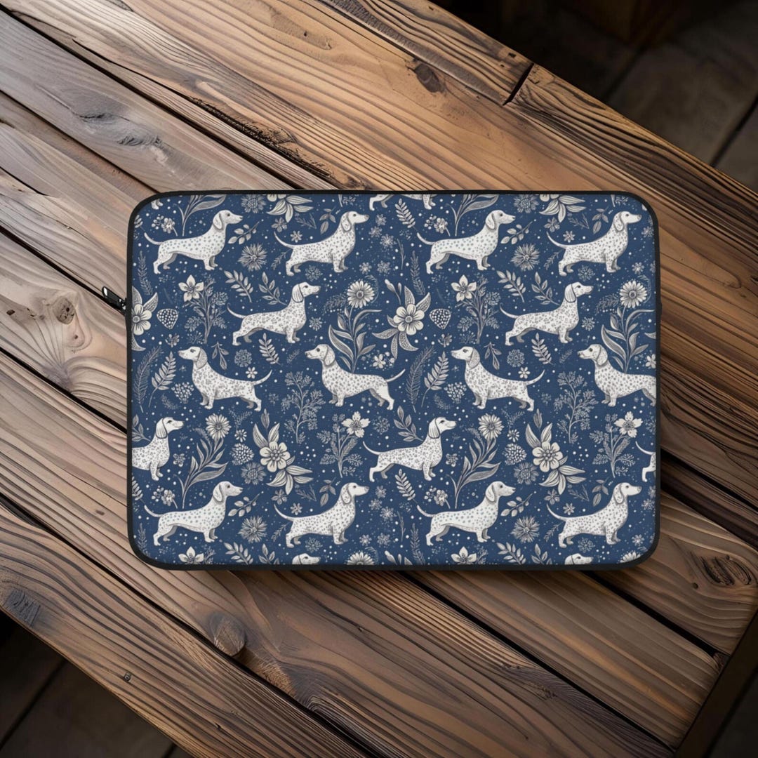 Dachshund Laptop Sleeve, Blue Floral Wiener Dog Gift - Etsy