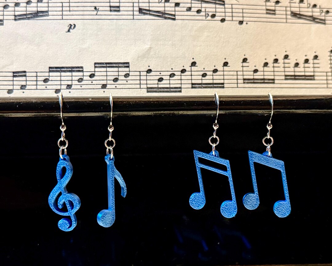 Music Note Earrings With Sterling Silver Hooks, Mix & Match Blue - Etsy