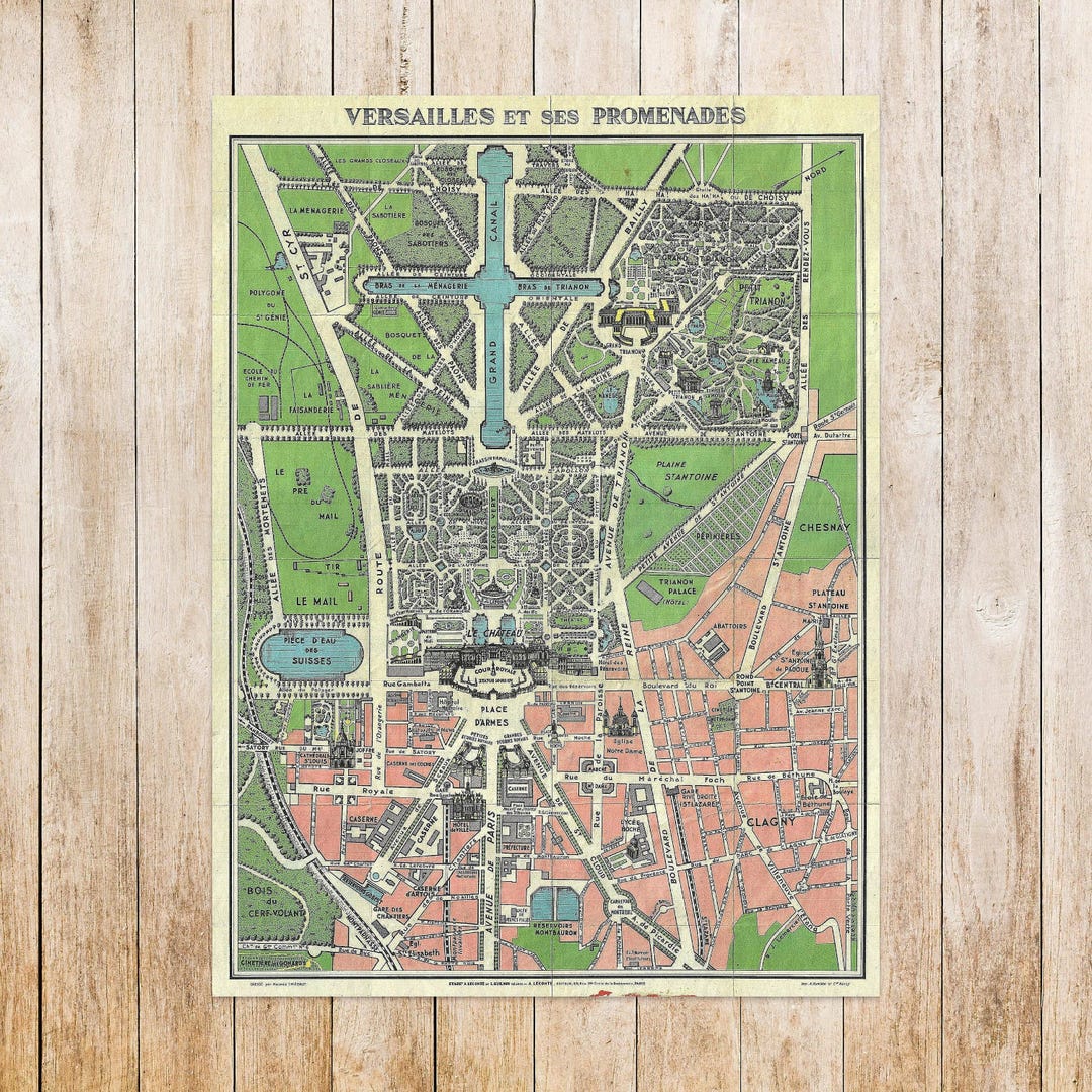 Old Map of Versailles France Leconte Map of Paris Map of Versailles Map ...