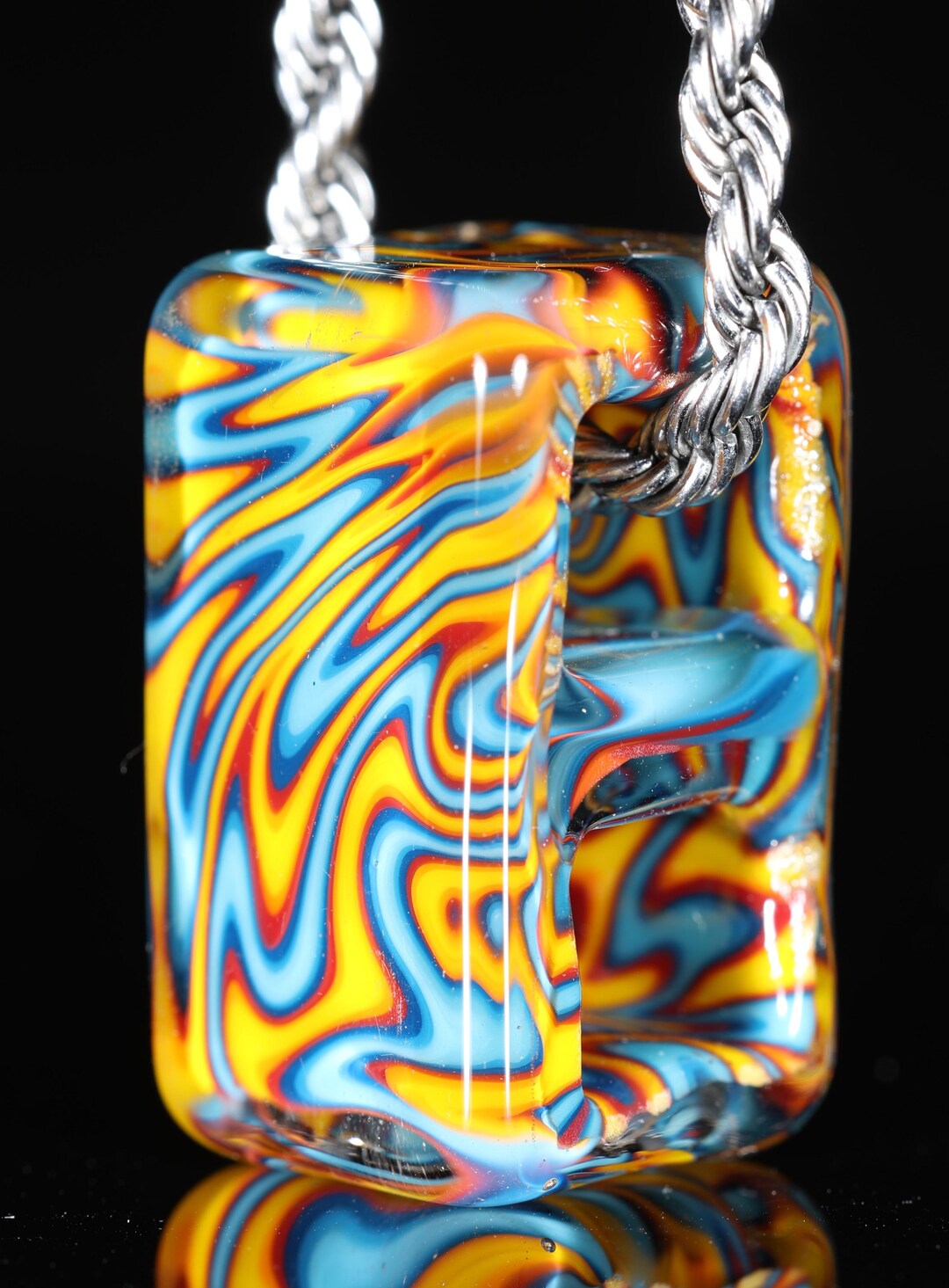 BLING BLOCK#17 Hand Blown Glass Cinder Block Necklace Pendant With ...