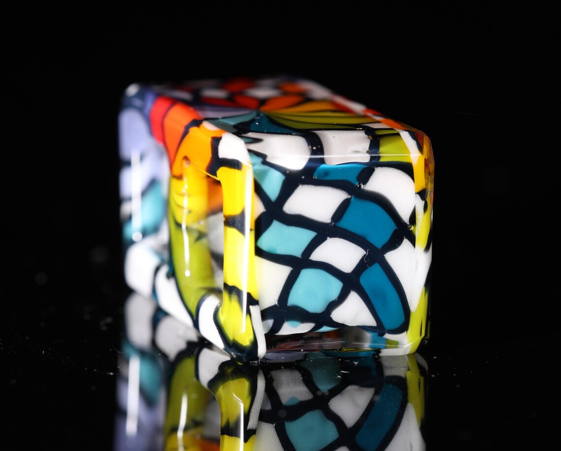 BLING BLOCK #5 Handblown Glass Cinder Block Necklace Pendant With a ...