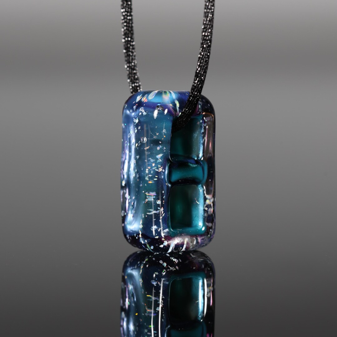 BLING BLOCK #94 Handblown Glass Cinder Block Pendant With Crushed Opal ...