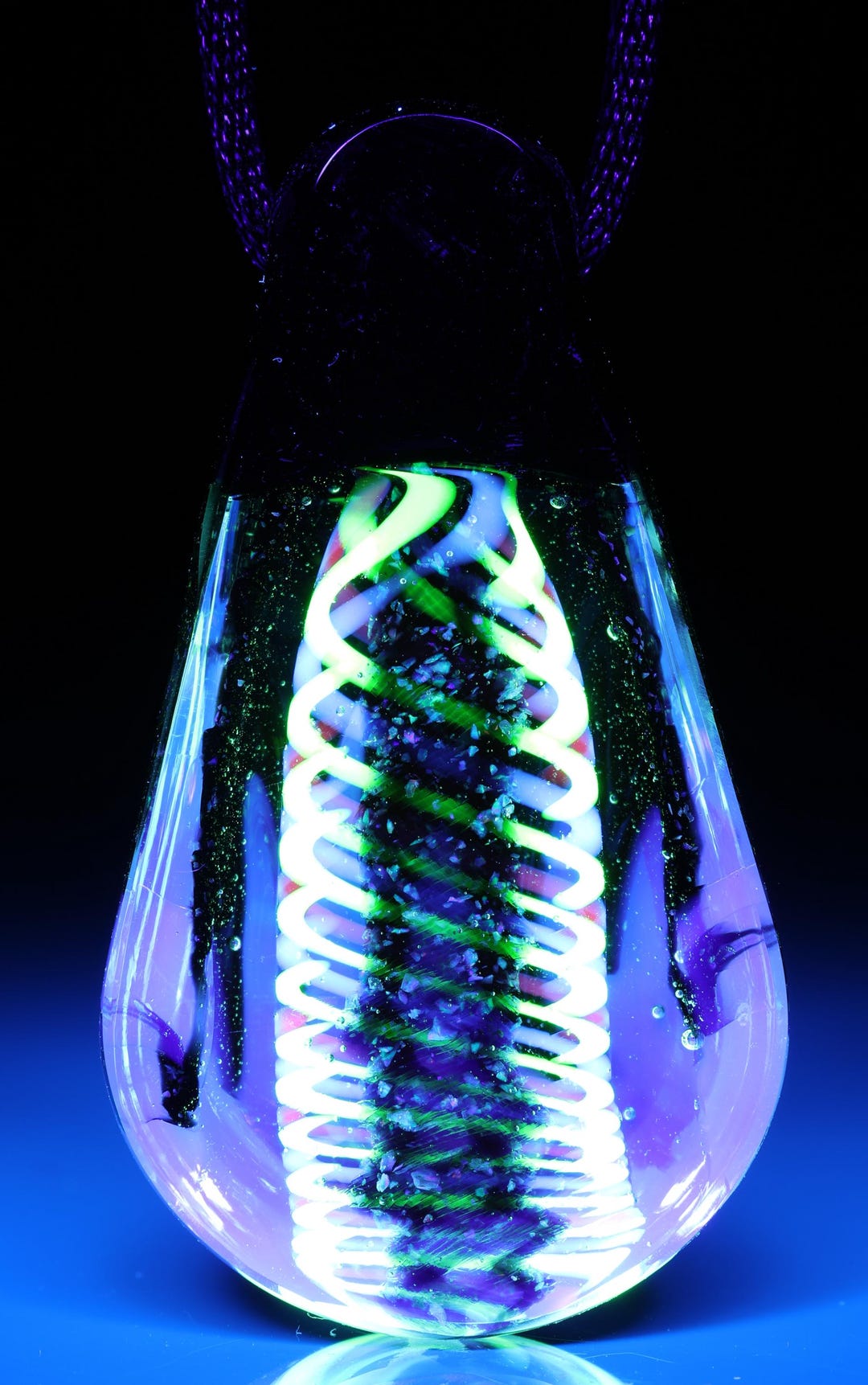 DRIP DROP #16 Hand Blown Glass Necklace Pendant With Crushed Opal ...