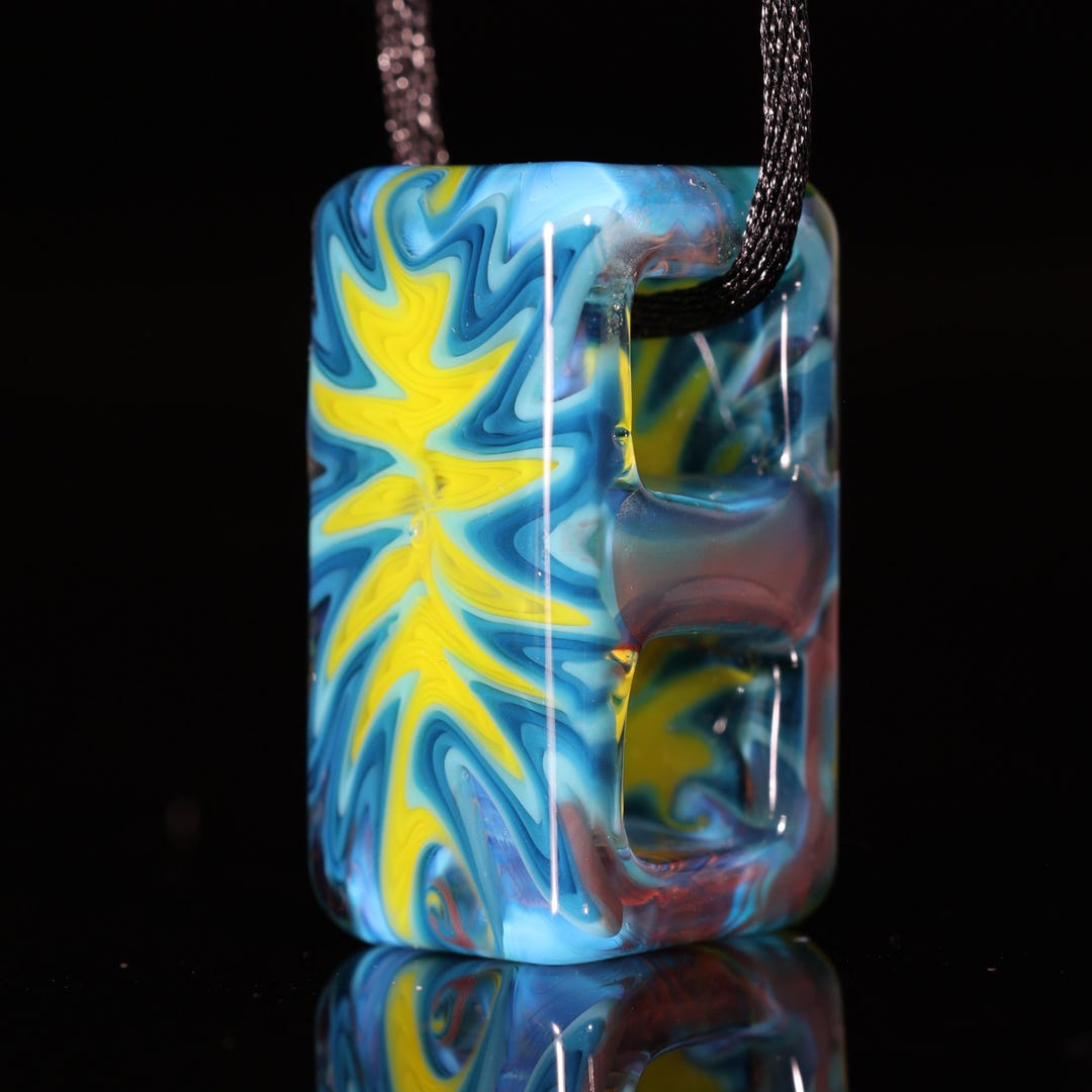 BLING BLOCK #15 Hand Blown Glass Cinder Block Pendant With Double ...