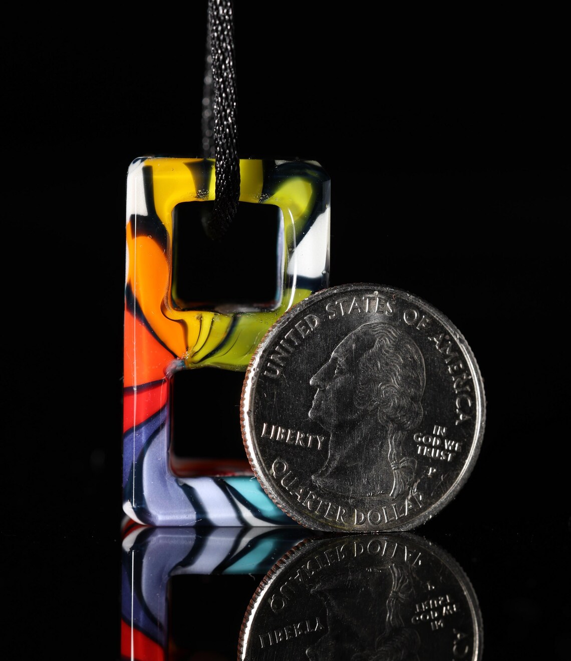 BLING BLOCK #5 Handblown Glass Cinder Block Necklace Pendant With a ...