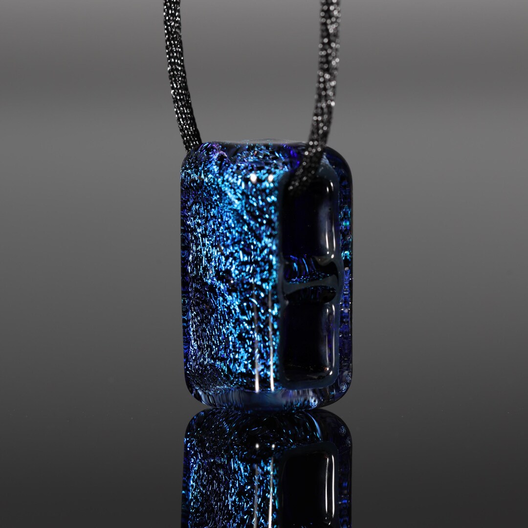 Hand Blown Dichroic Glass Cinder Block Pendant Necklace - Etsy