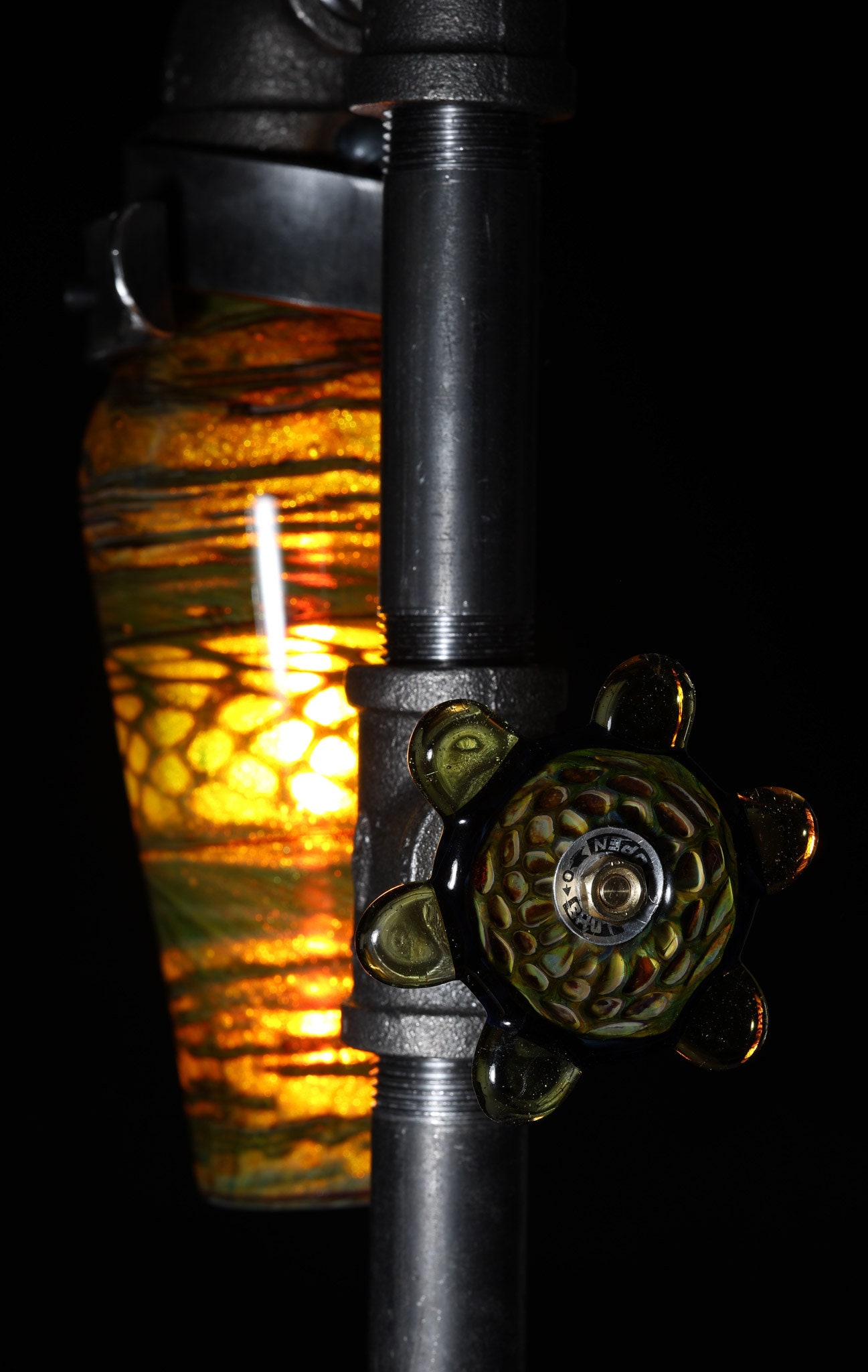 STEAM PUNK LAMP With Hand Blown Glass Shade and On/off Switch. - Etsy