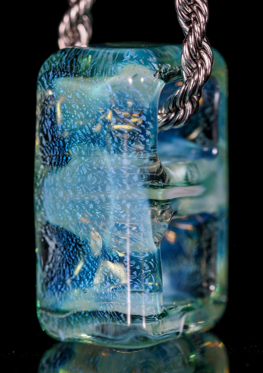 BLING BLOCK 12 Hand Blown Glass Cinder Block Pendant With Dichroic - Etsy