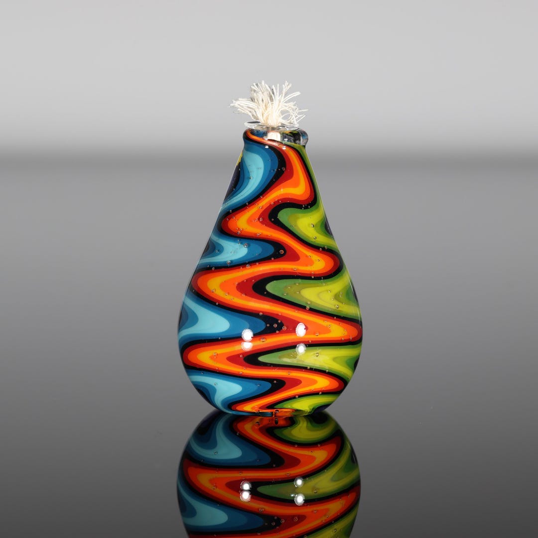 Hand Blown Glass Oil Lamp | Wig Wag Art Glass, Home Decor - Etsy