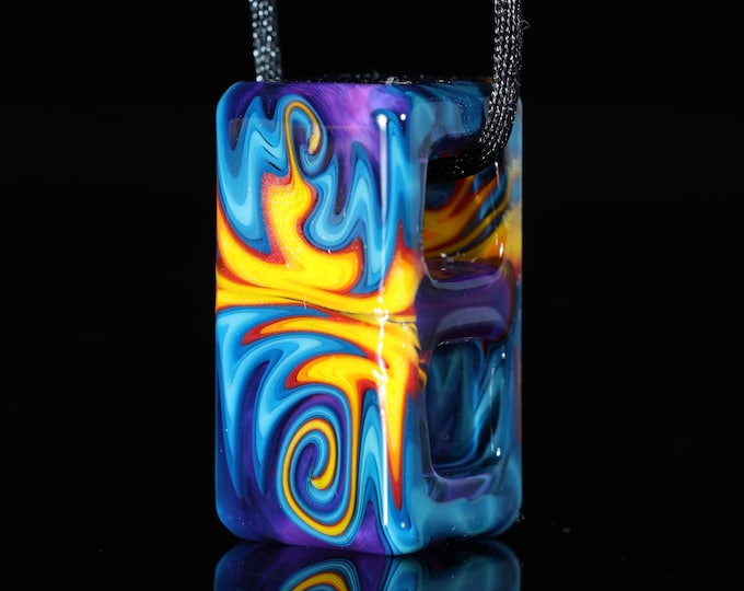 BLING BLOCK #41 Handblown Glass Cinder Block Pendant With Double Wigwag ...