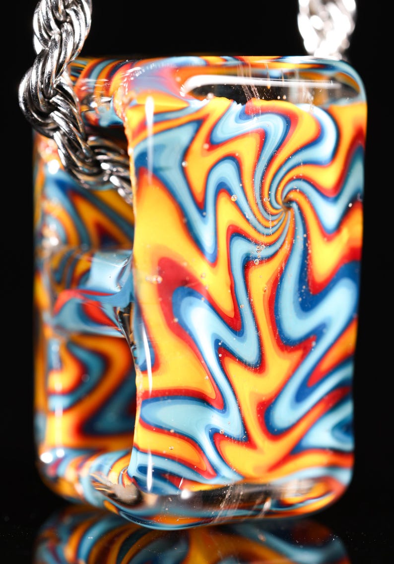 BLING BLOCK17 Hand Blown Glass Cinder Block Necklace Pendant With ...
