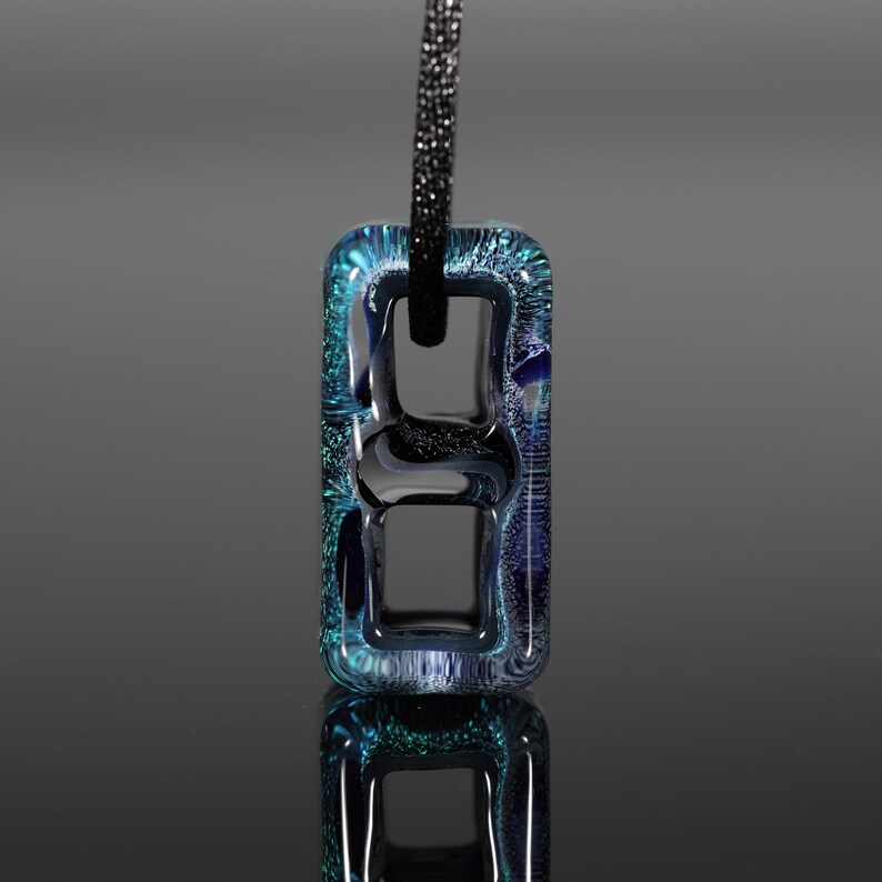 Dichroic Glass Cinder Block Pendant: Hand Blown Necklace - Etsy
