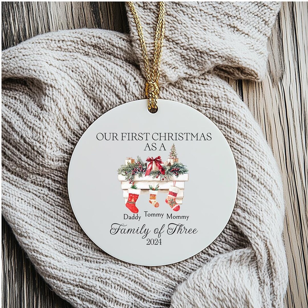 Personalized Family of 3 Christmas Stocking Ornament-family of Three ...