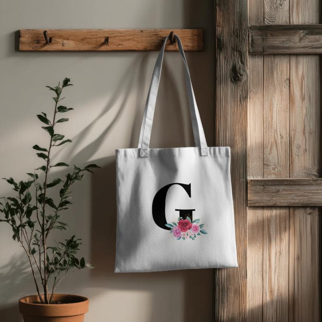 Your Letter Tote Bag, Minimalist Tote Bag, Initial Letter Tote - Etsy