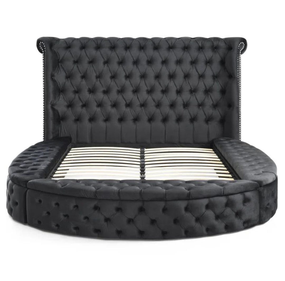 Round Bed Metal Wingback Storage Bed, Full Size, Queen Size, King Size ...