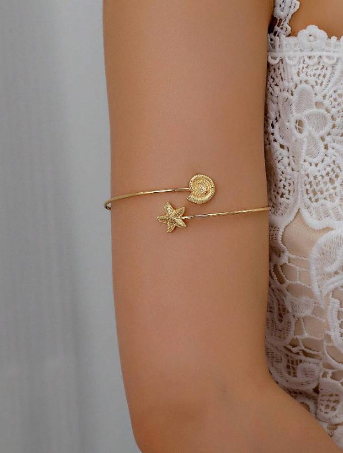 Minimalist Arm Cuff, Gold Upper Arm Band ,cuff,summer Vocation Sea Star ...