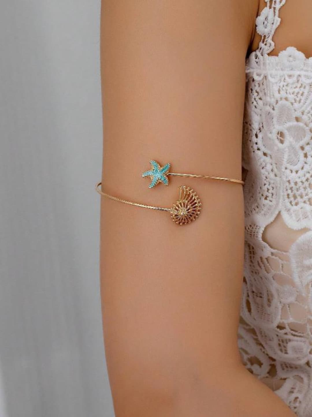 Minimalist Arm Cuff, Gold Upper Arm Band ,cuff,summer Vocation Sea Star ...