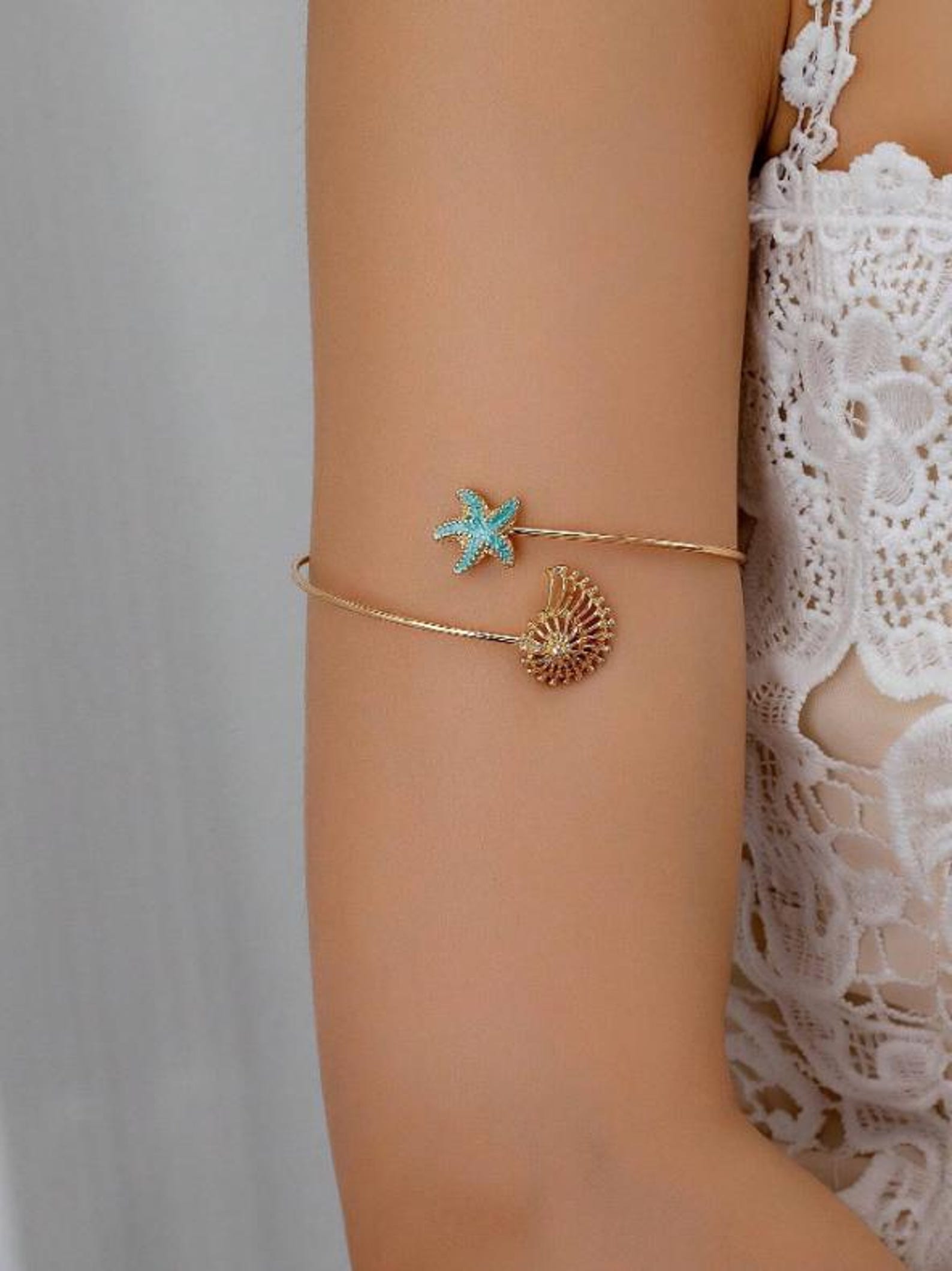 Minimalist Arm Cuff, Gold Upper Arm Band ,cuff,summer Vocation Sea Star ...
