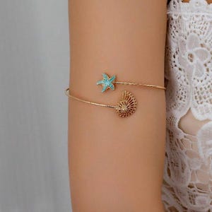 Minimalist Arm Cuff, Gold Upper Arm Band ,cuff,summer Vocation Sea Star ...