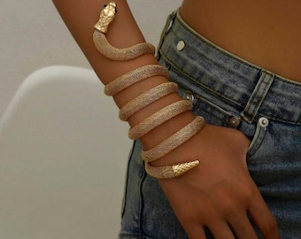 Bendable Snake Bracelet, Adjustable Gold Snake Arm Bracelet, Party ...