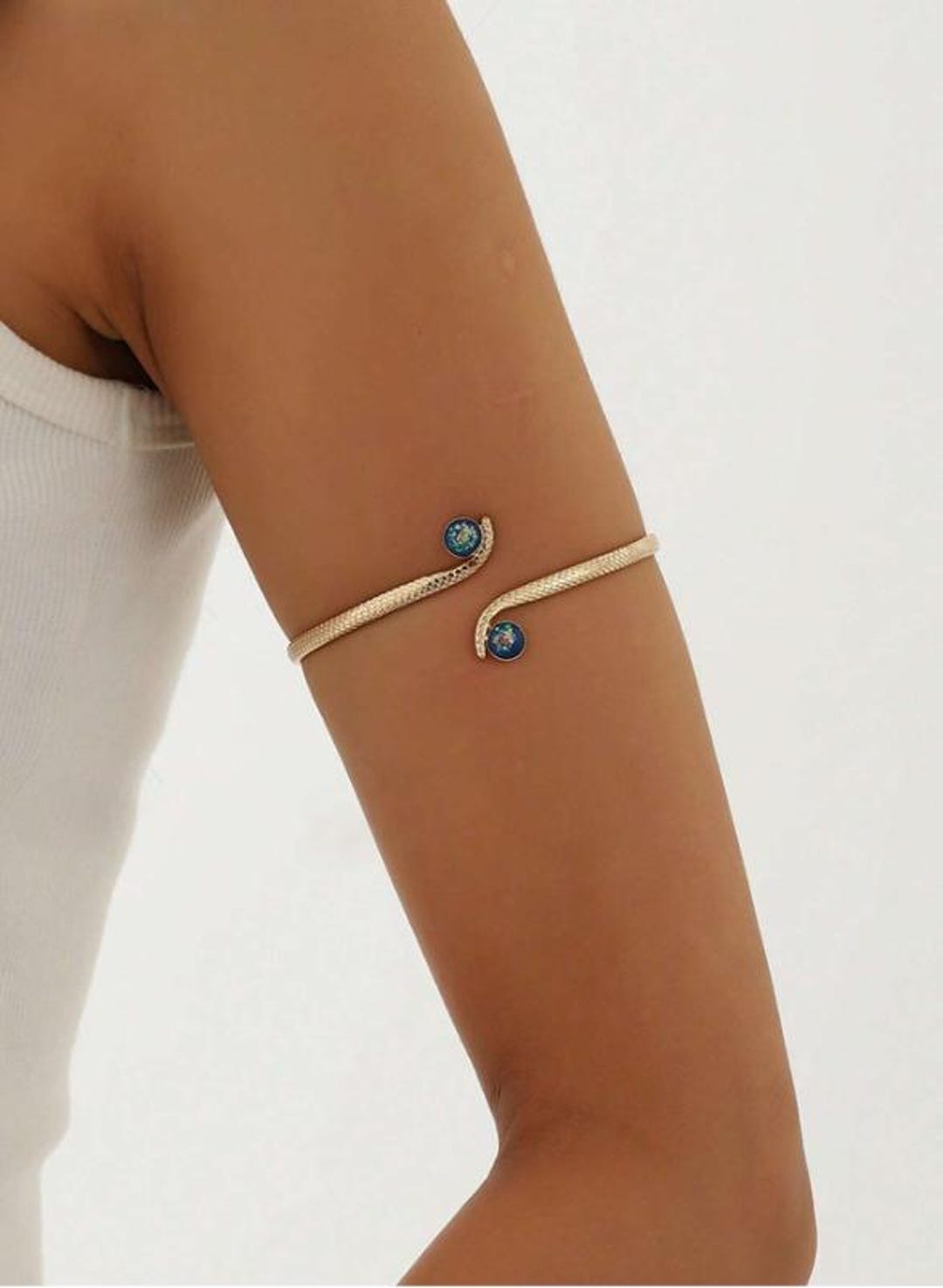 Chic Minimalist Arm Cuff, Gold Arm Band, Eye Decor Arm Cuff, Gold Upper ...