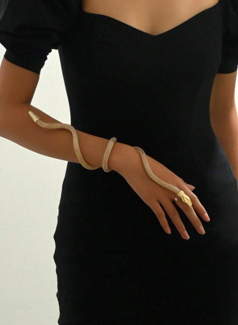 Bendable Snake Bracelet, Adjustable Gold Snake Arm Bracelet, Party ...