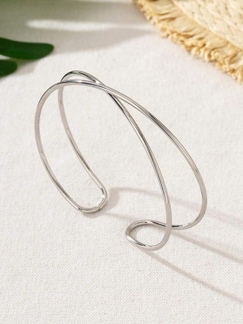 Minimalist Arm Cuff Gold Upper Arm Band Silver Arm Bracelet Elegant ...