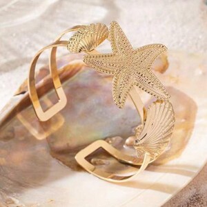 Starfish Upper Arm Cuff,minimalist Arm Cuff,gold Upper Arm Band,upper Arm Cuff,summer Vocation ...