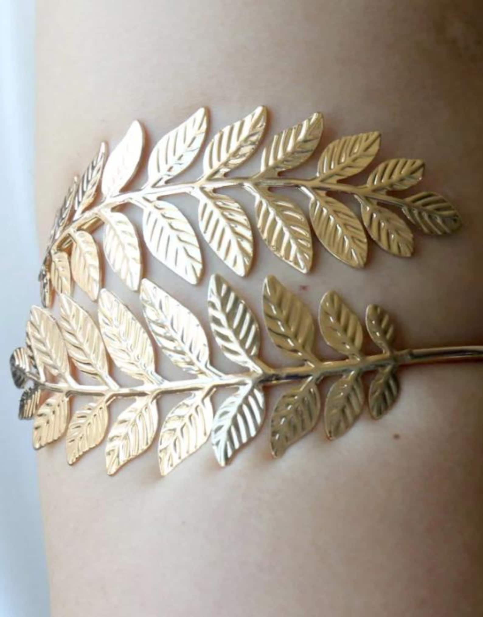 Upper Arm Cuff Bracelet, Gold Arm Band, Gold Leaf Bracelet, Greek ...
