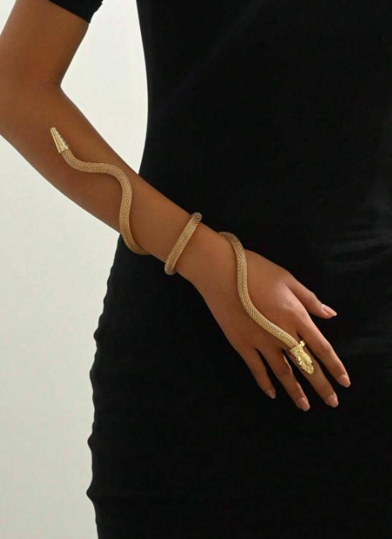 Bendable Snake Bracelet, Adjustable Gold Snake Arm Bracelet, Party ...