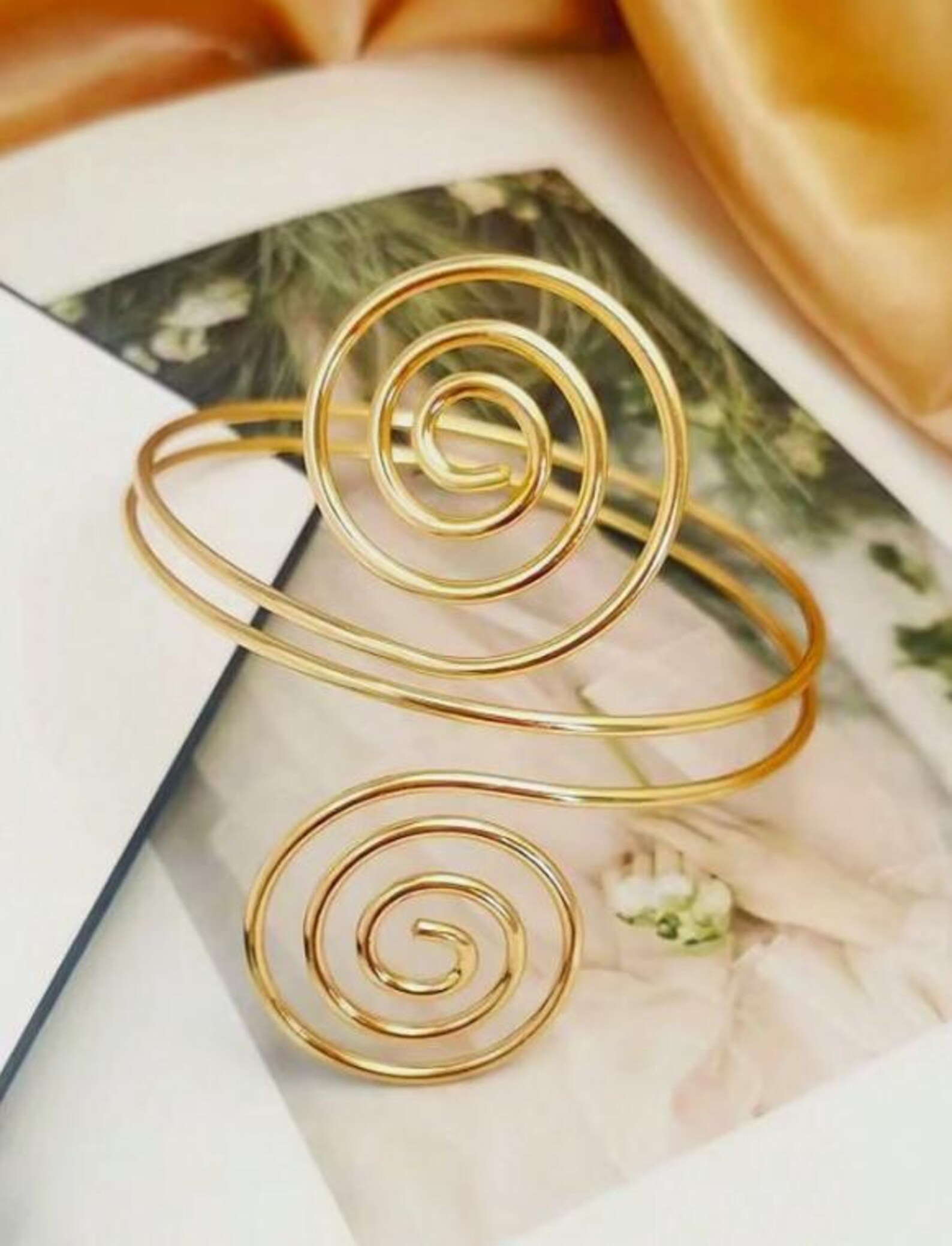 Upper Arm Cuff Arm Band Spiral Handmade Spiral Minimalist Arm Cuff ...