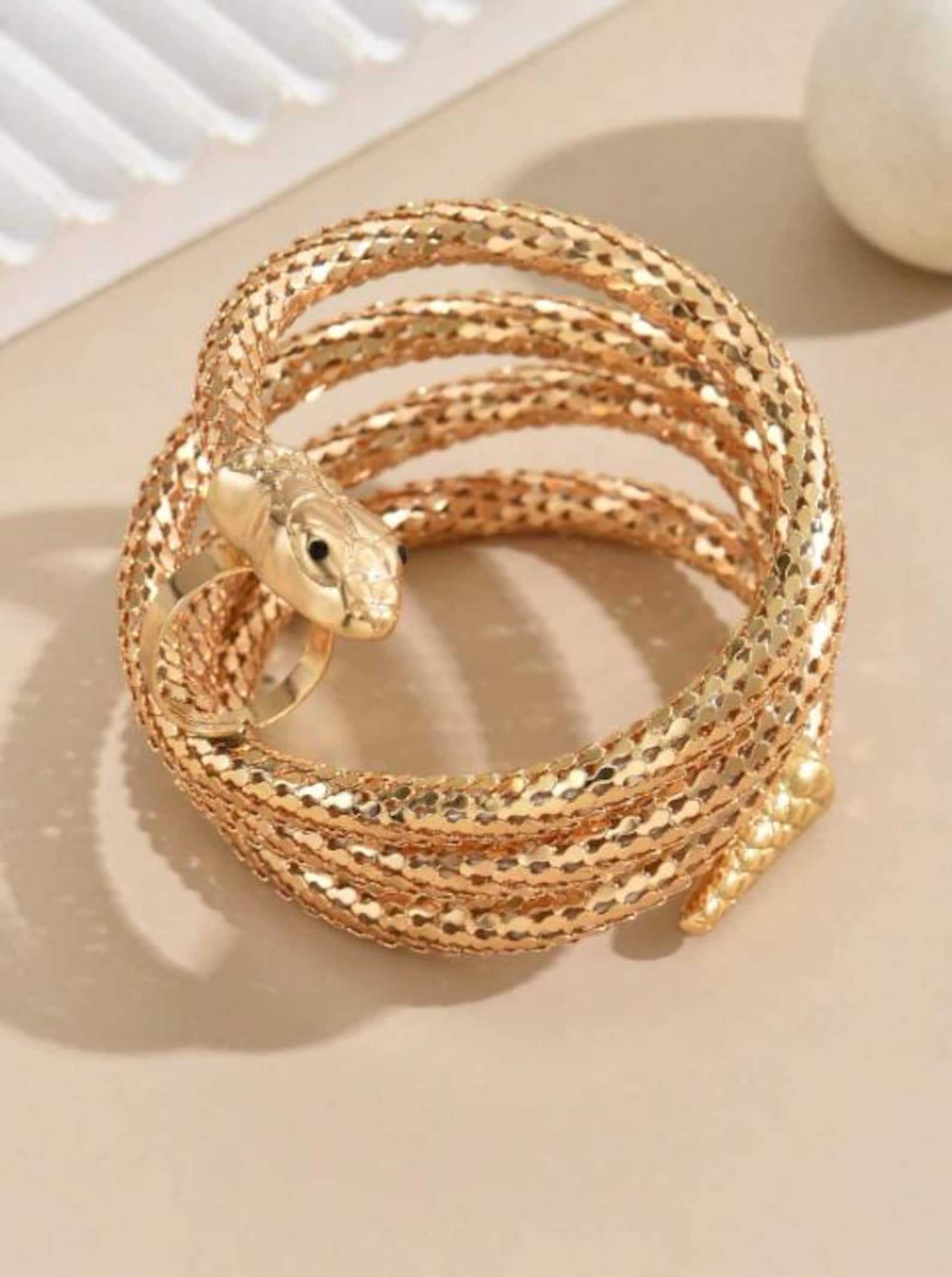 Bendable Snake Bracelet, Adjustable Gold Snake Arm Bracelet, Party ...