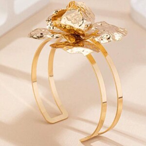 Gold Flower Arm Cuff Adjustable Gold or Silver Flower Arm Cuff Flower ...
