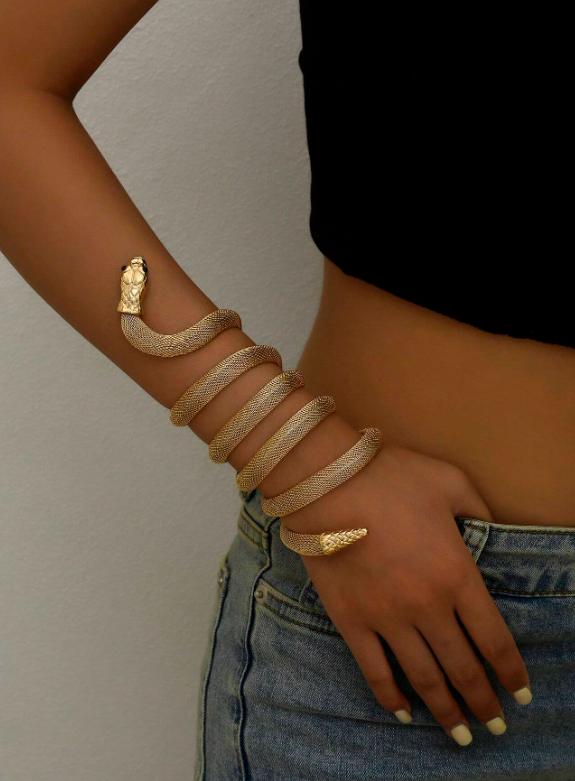 Bendable Snake Bracelet, Adjustable Gold Snake Arm Bracelet, Party ...