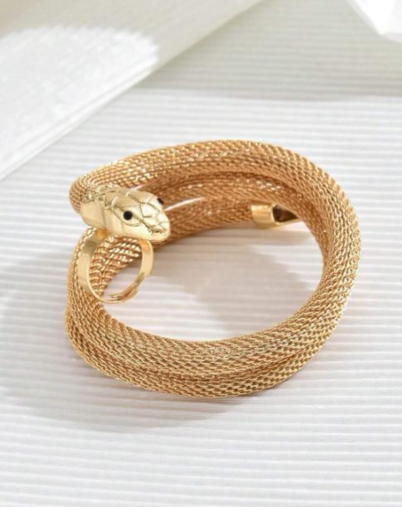Bendable Snake Bracelet, Adjustable Gold Snake Arm Bracelet, Party ...