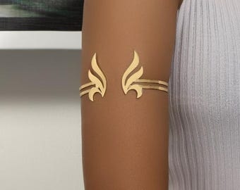 Minimalist Arm Cuff Gold Upper Arm Band Silver Arm Bracelet Elegant ...