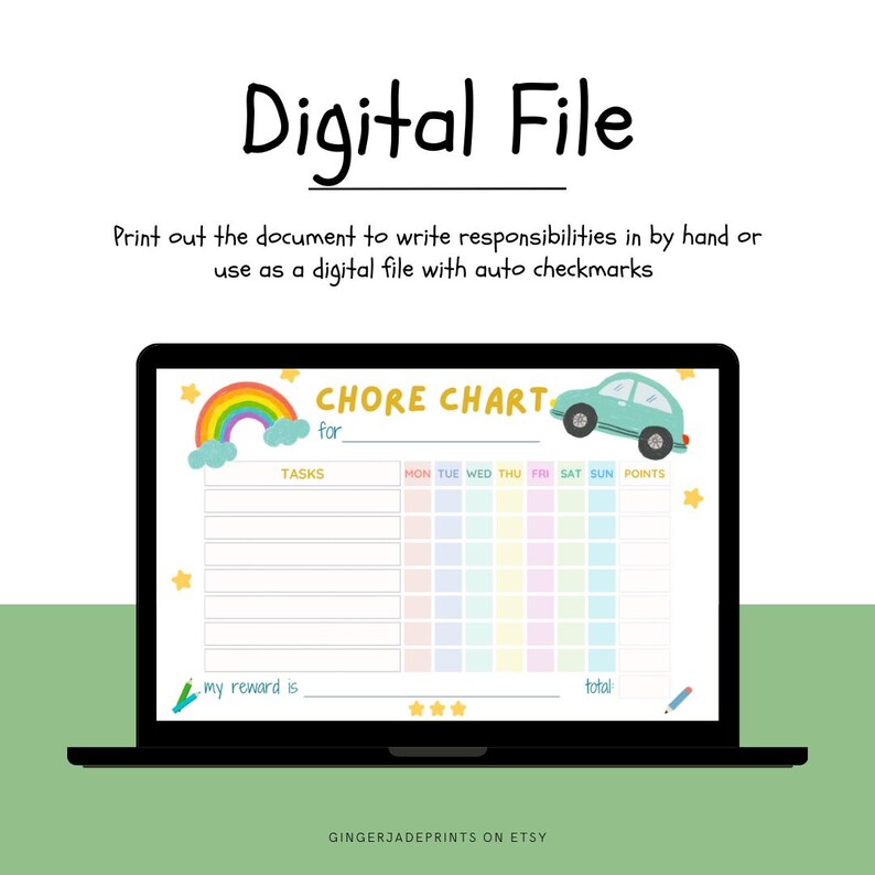 Pastel Chore Chart for Kids - Etsy
