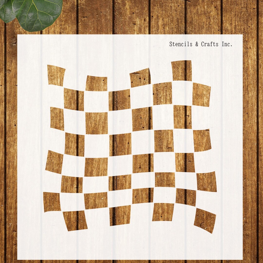 Checkerboard Wavy Stencil, Checkerboard Template, Geometric Stencils ...