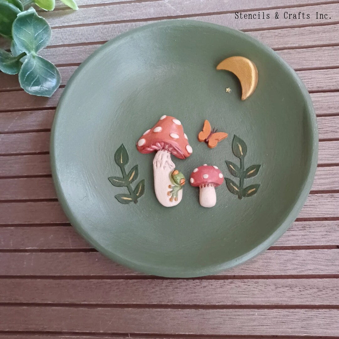 MUSHROOM TRINKET DISH, Mini Frog, Butterfly, Cottagecore Trinket Dish ...