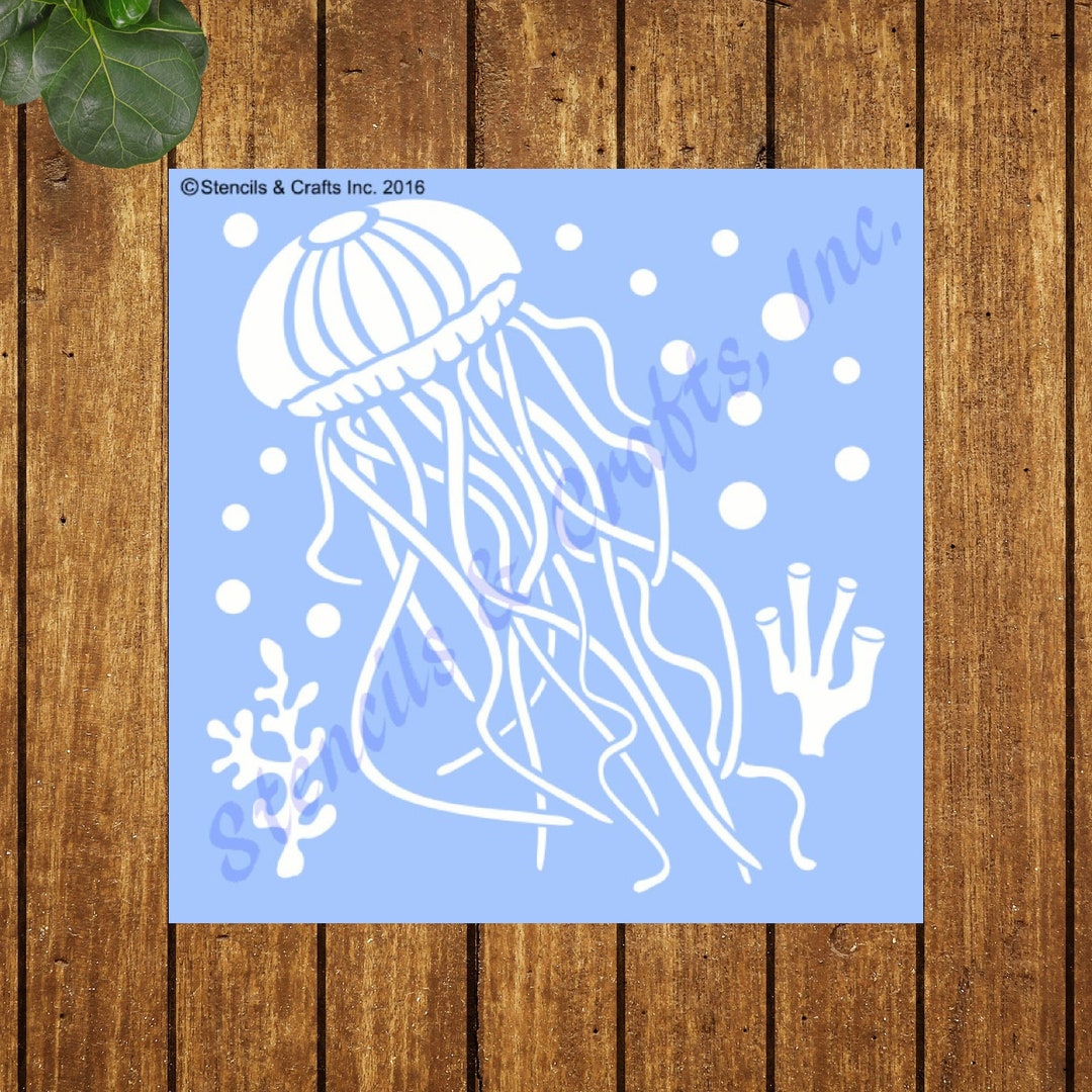 JELLYFISH STENCIL, Sea Jelly Stencil, Beach Stencil, Marine Stencil, Coastal Stencil, Reusable ...