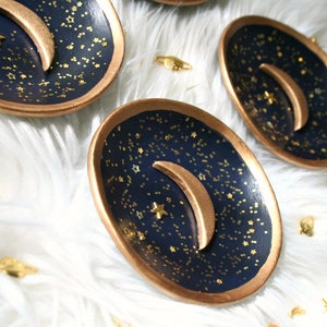 MOON TRINKET DISH, Crescent Moon Ring Dish, Starry Night Moon Dish ...