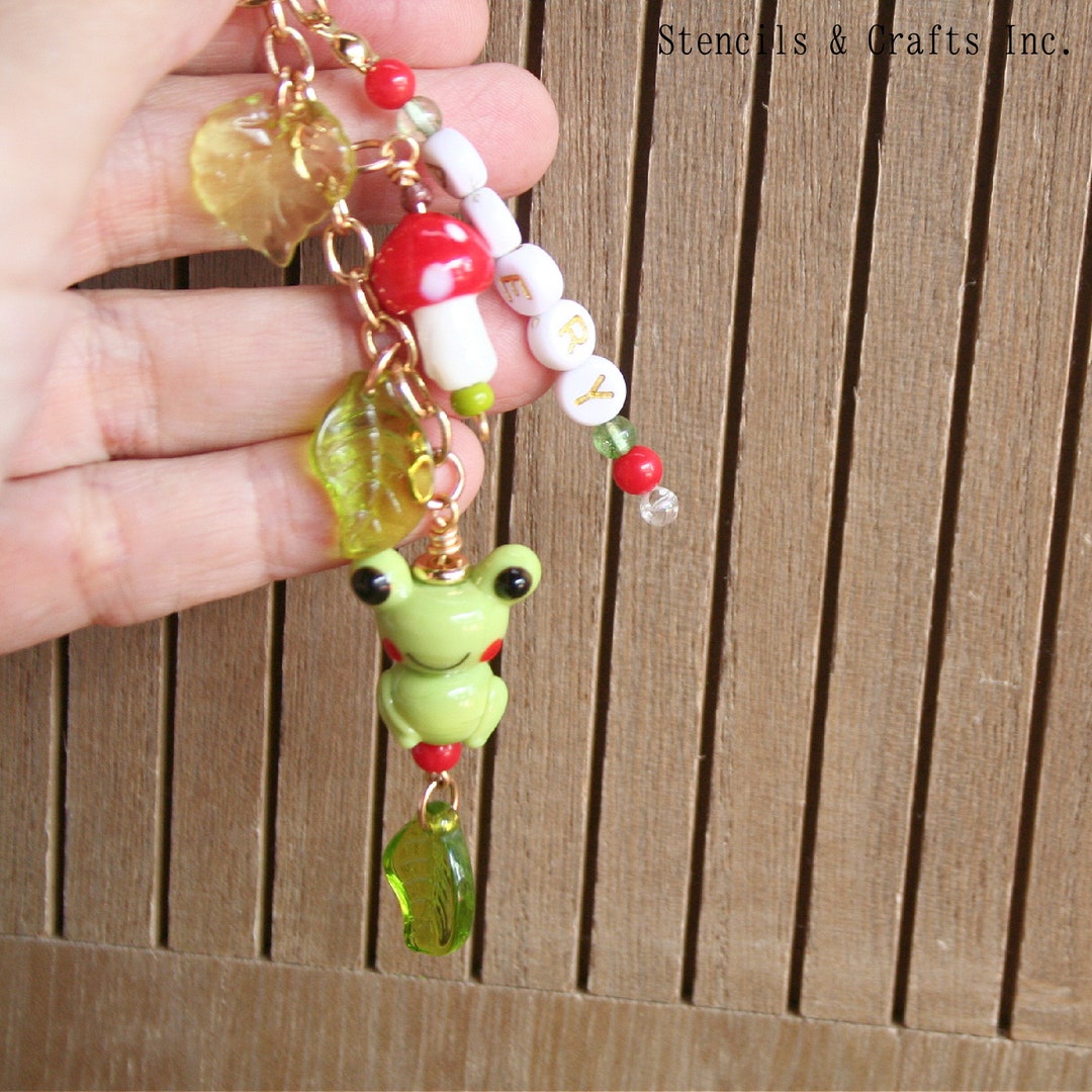 Frog Keychain, Mushroom Custom Keychain, Cottage Core, Frog Mushroom ...