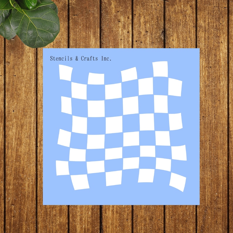 CHECKERBOARD RETRO STENCIL Checkerboard Wavy Stencil - Etsy