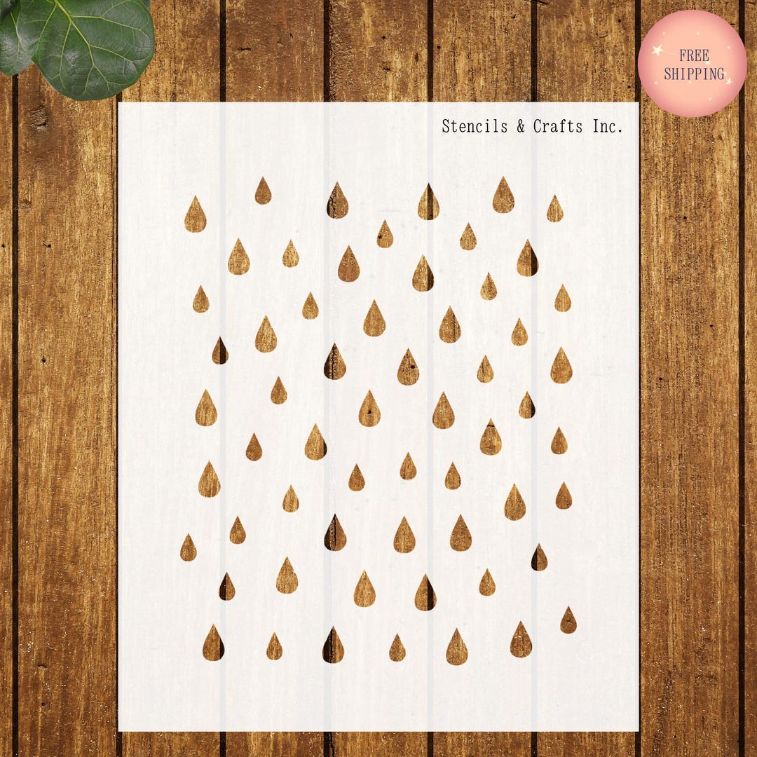 RAINDROPS STENCIL, Raindrops Mini Stencil, Rain Pattern, Template ...