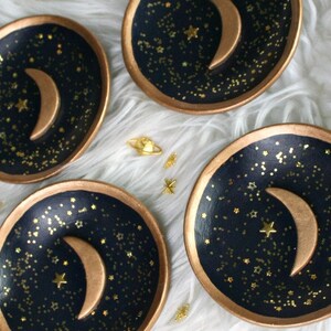 MOON TRINKET DISH, Crescent Moon Ring Dish, Starry Night Moon Dish ...