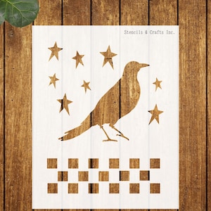 CROW STENCIL, Primitive Stencil, Folk Stencil, Painting Stencil, Reusable Stencil, Raven Stencil ...