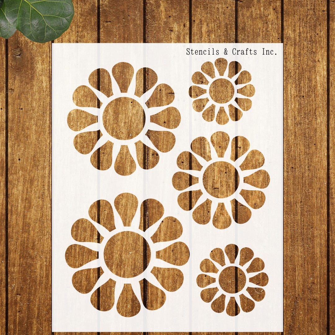 DAISY STENCIL, Funky Flower Stencil, Retro Daisies Stencil, Funky ...
