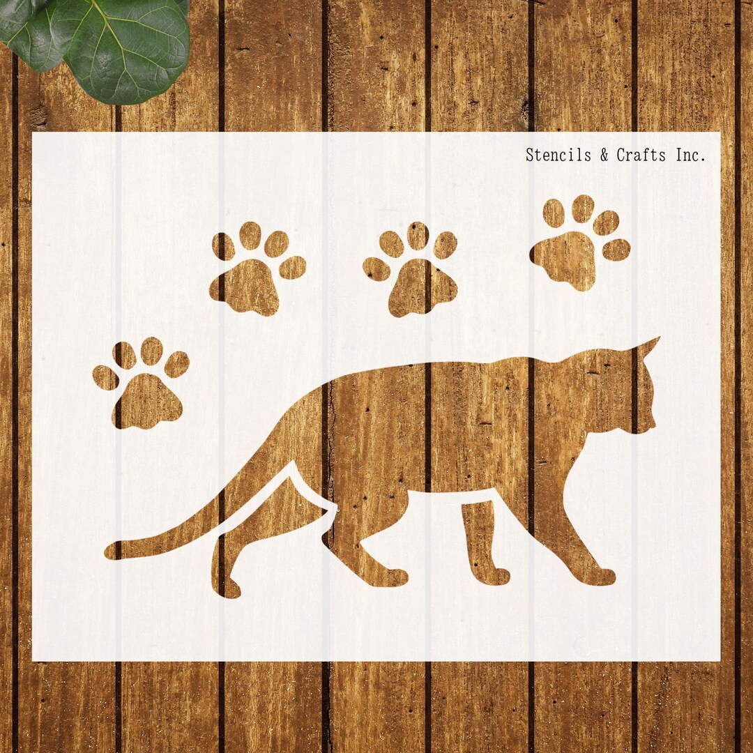 CAT STENCIL, Cat Walking Stencil, Animal Stencil, Paws Stencil, Animal ...